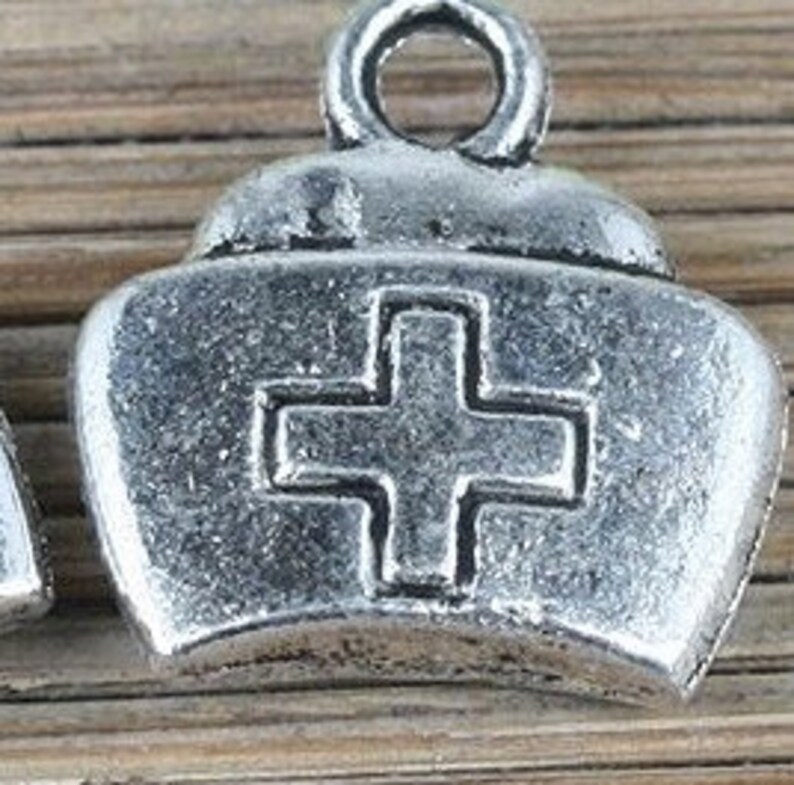 Nurse Hat Cap Charm Pendant Red Cross Silver Color Jewelry - Etsy