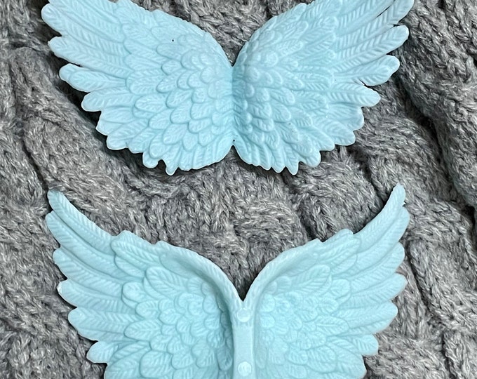 3 Blue Angel Wings 3D Plastic Ornament Shabby Supplies | Etsy