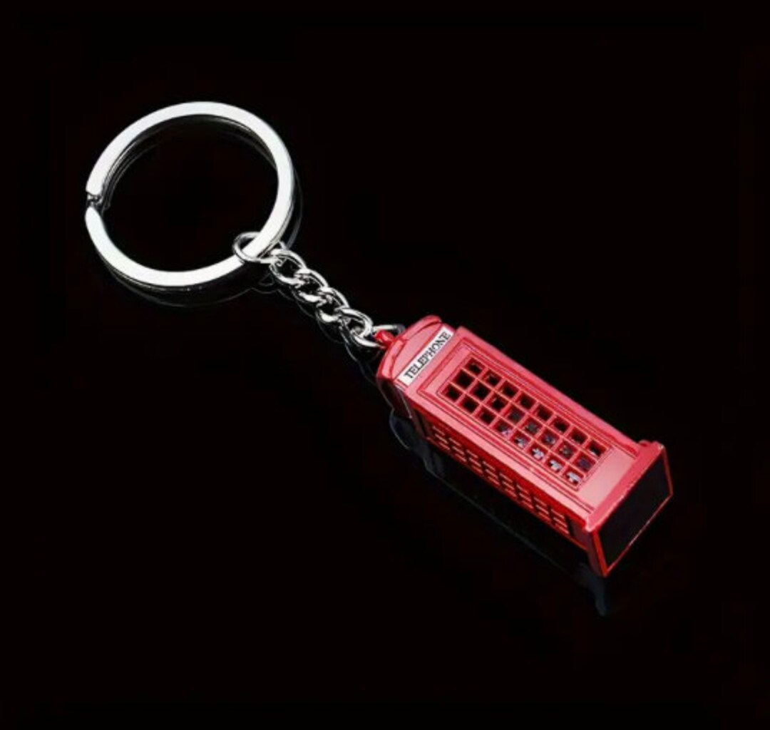 England Telephone Booth Red Charm Keychain Key Ring Chain Pendant ...