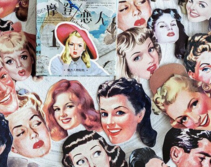 Face Head Stickers Ephemera Scrapbooking Decorative Mobile - Etsy