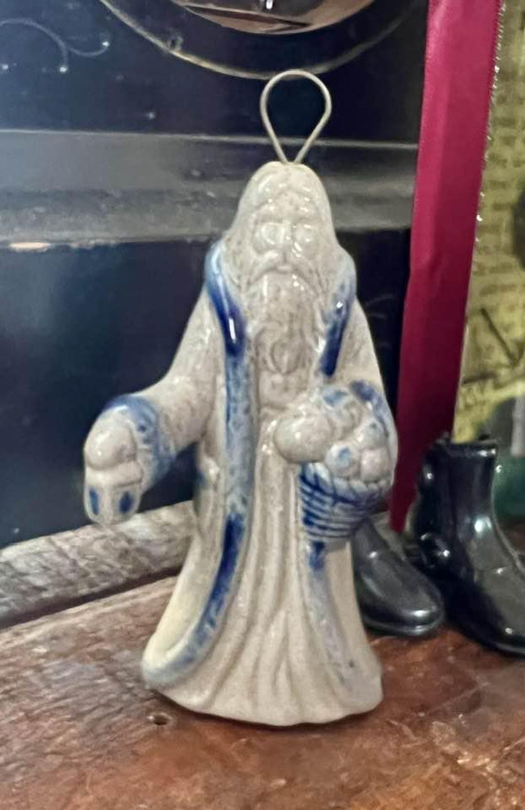 Eldreth Pottery Santas Vintage Ceramic Salt Glazed Blue and White ...