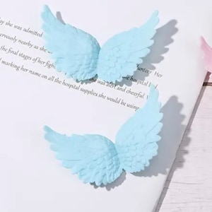 3 Blue Angel Wings 3D Plastic Ornament Shabby Supplies Christmas ...