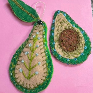 Embroidered Pear Wool Felt Appliqué Patch Ornament Ornie Felt ...