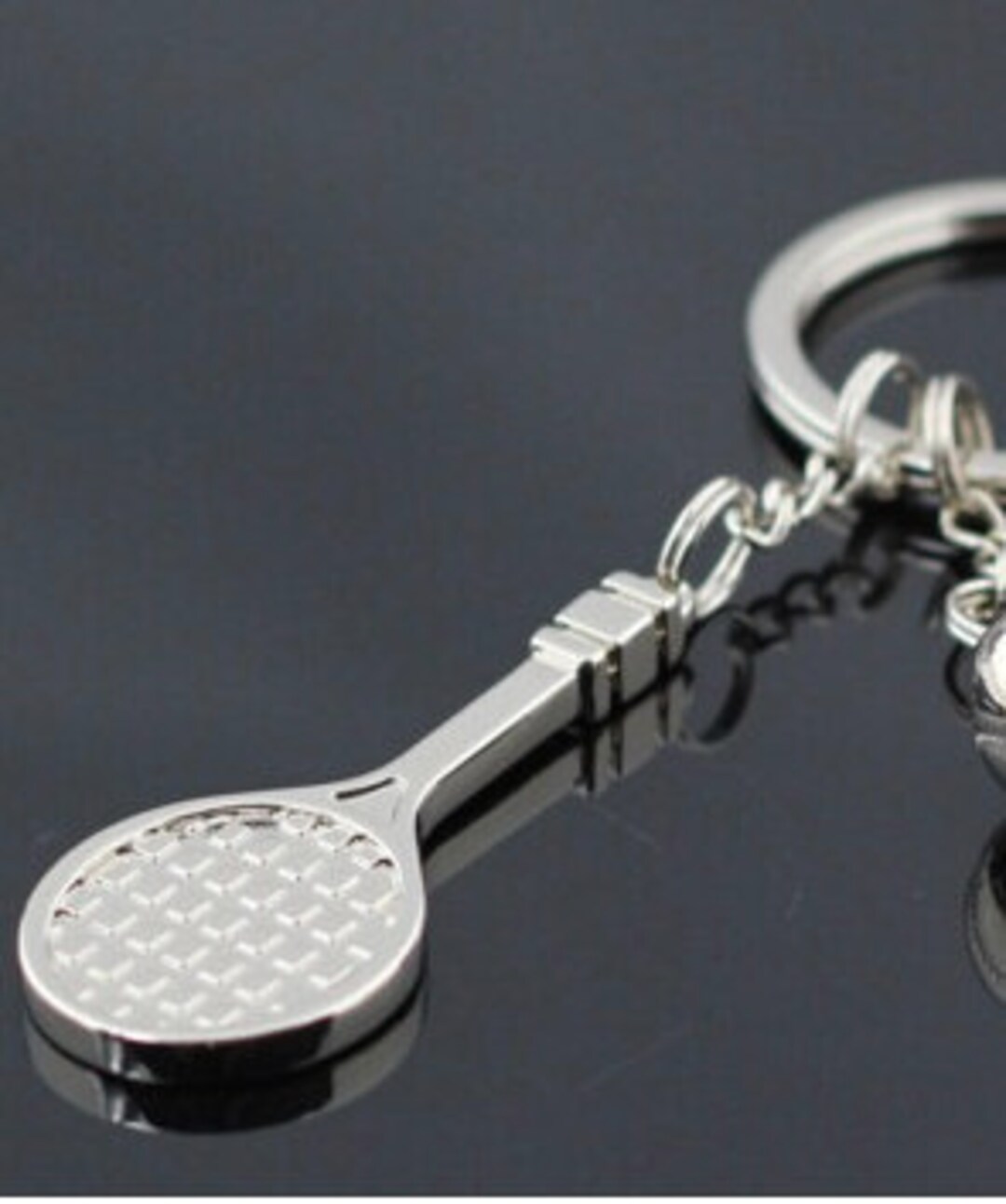 Tennis Racket and Ball Keychain Key Ring Keyring Silver Charm Pendant ...