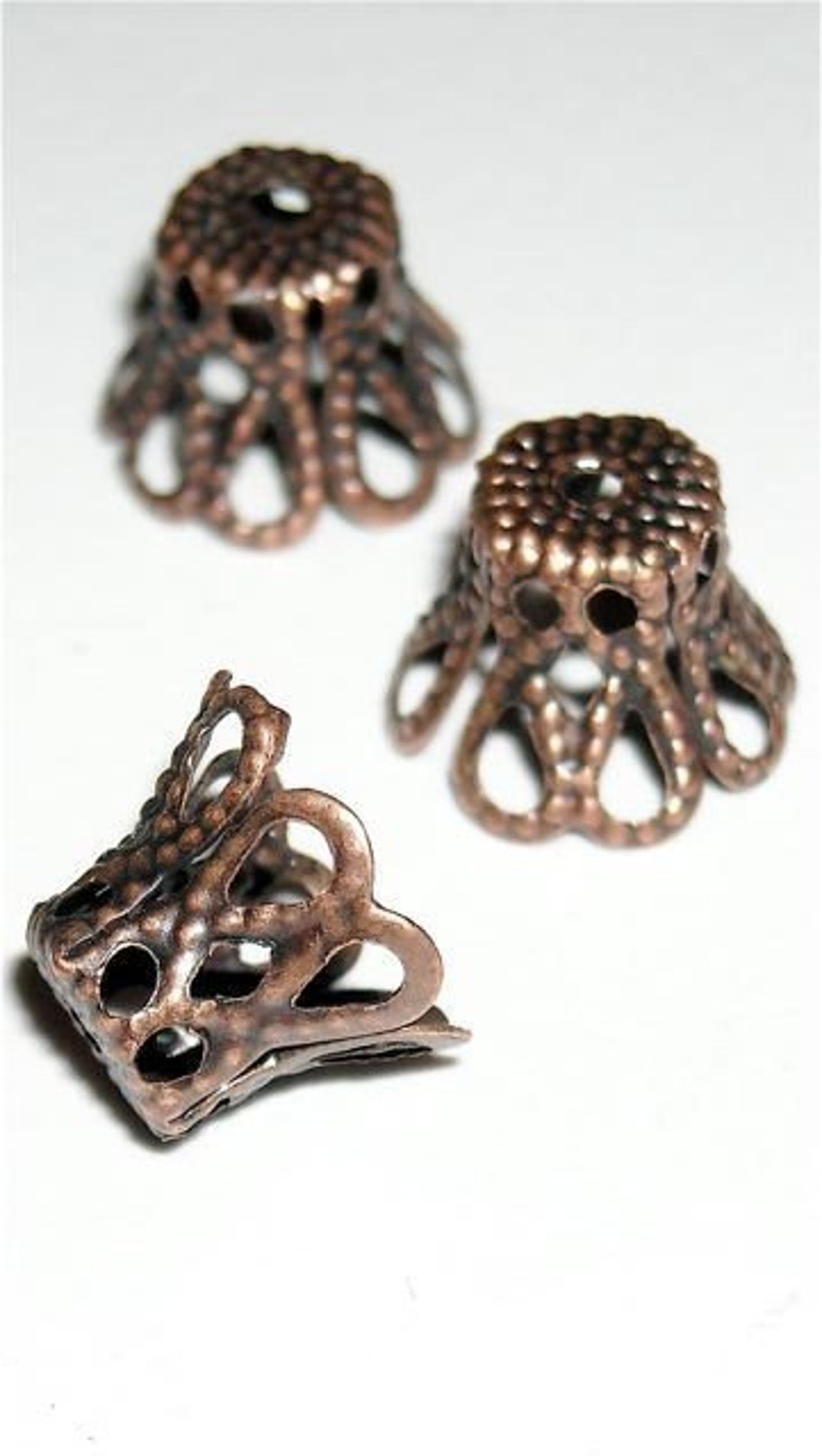 WB4 Copper Plated Filigree Bead Caps Measures 5x7mm Quantity 20 Twenty ...