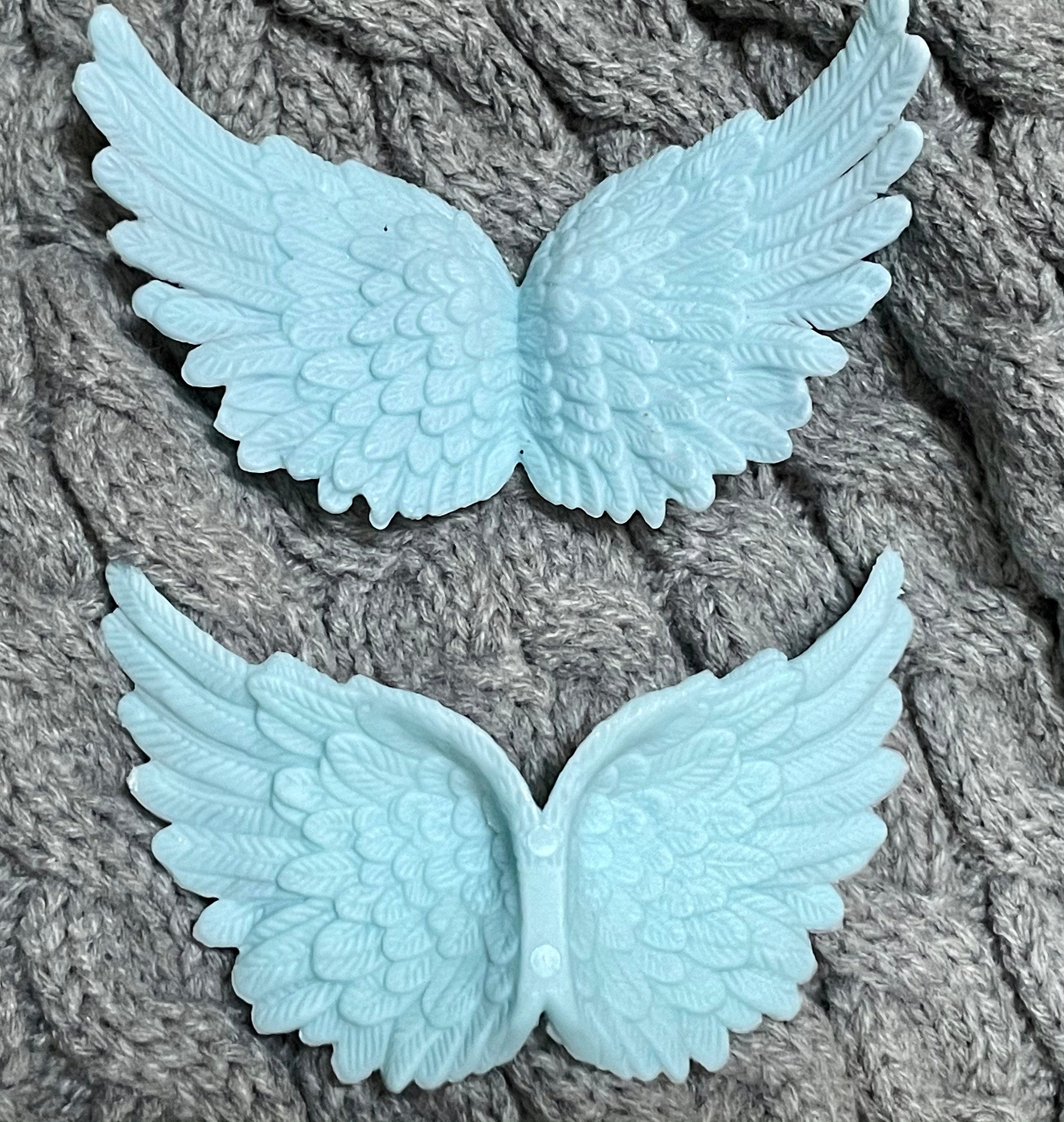 3 Blue angel wings 3D plastic ornament shabby supplies | Etsy