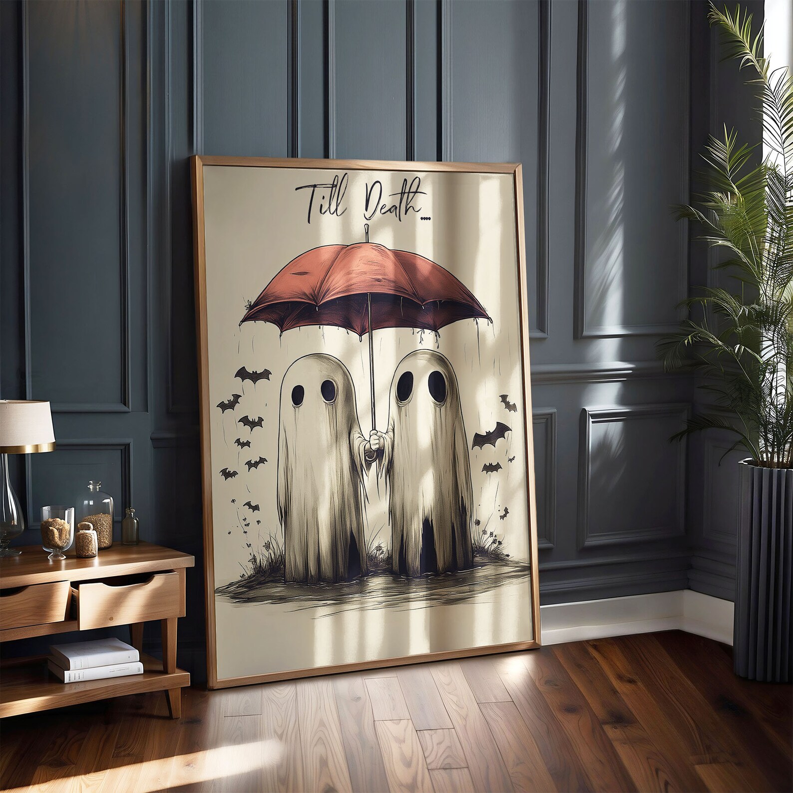 Ghost Couple Print Spooky Poster Just Married Print Gothic Wedding Gift ...