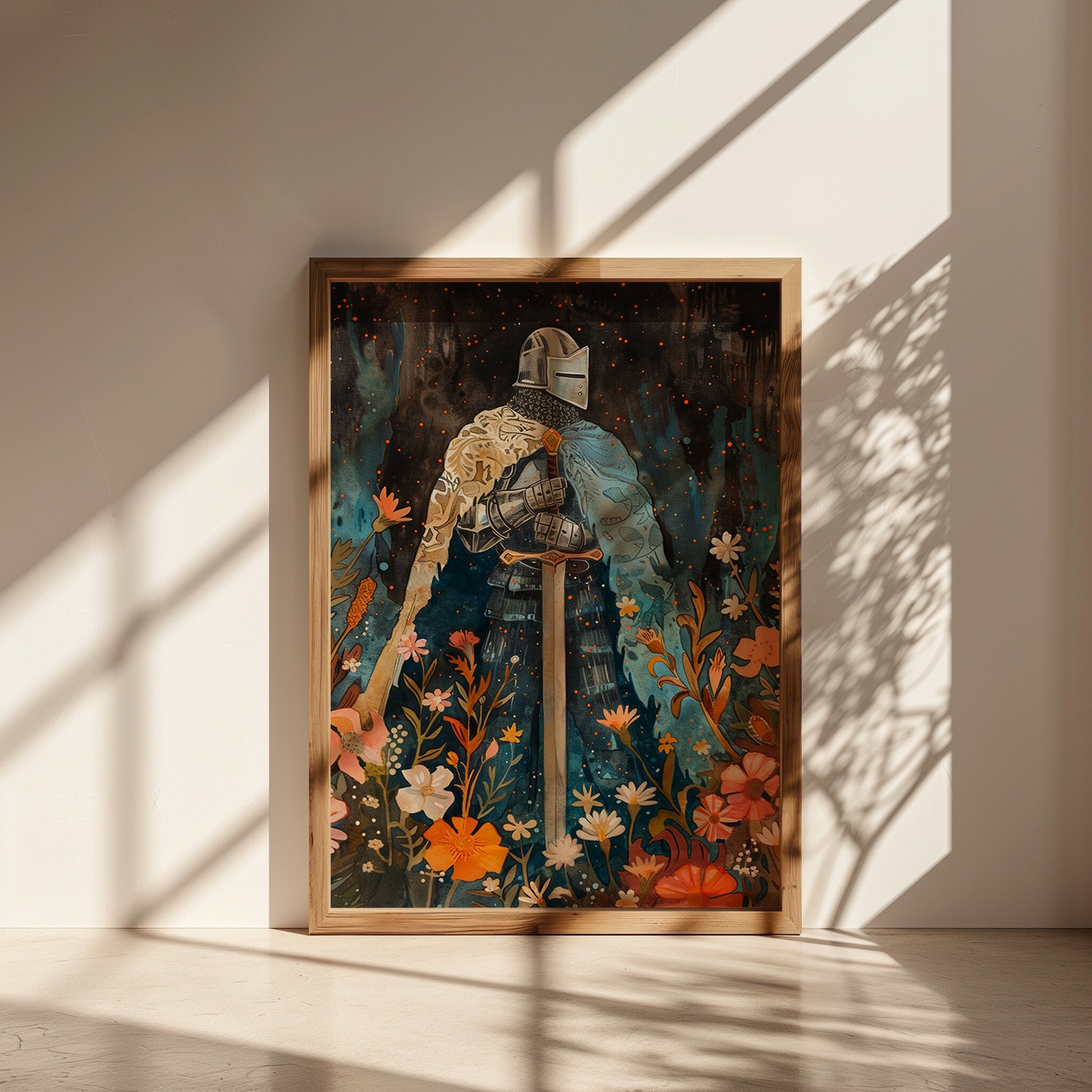 Medieval Knight Art Print Knightcore Fantasy Art Fantasy Sword ...