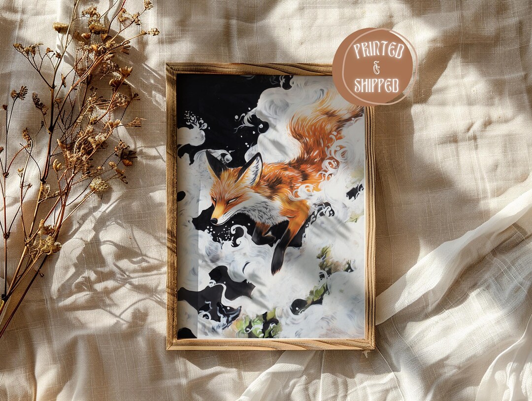 Dark Cottagecore Fox Painting | Gothic Red Fox Wall Art | Whimsigoth ...