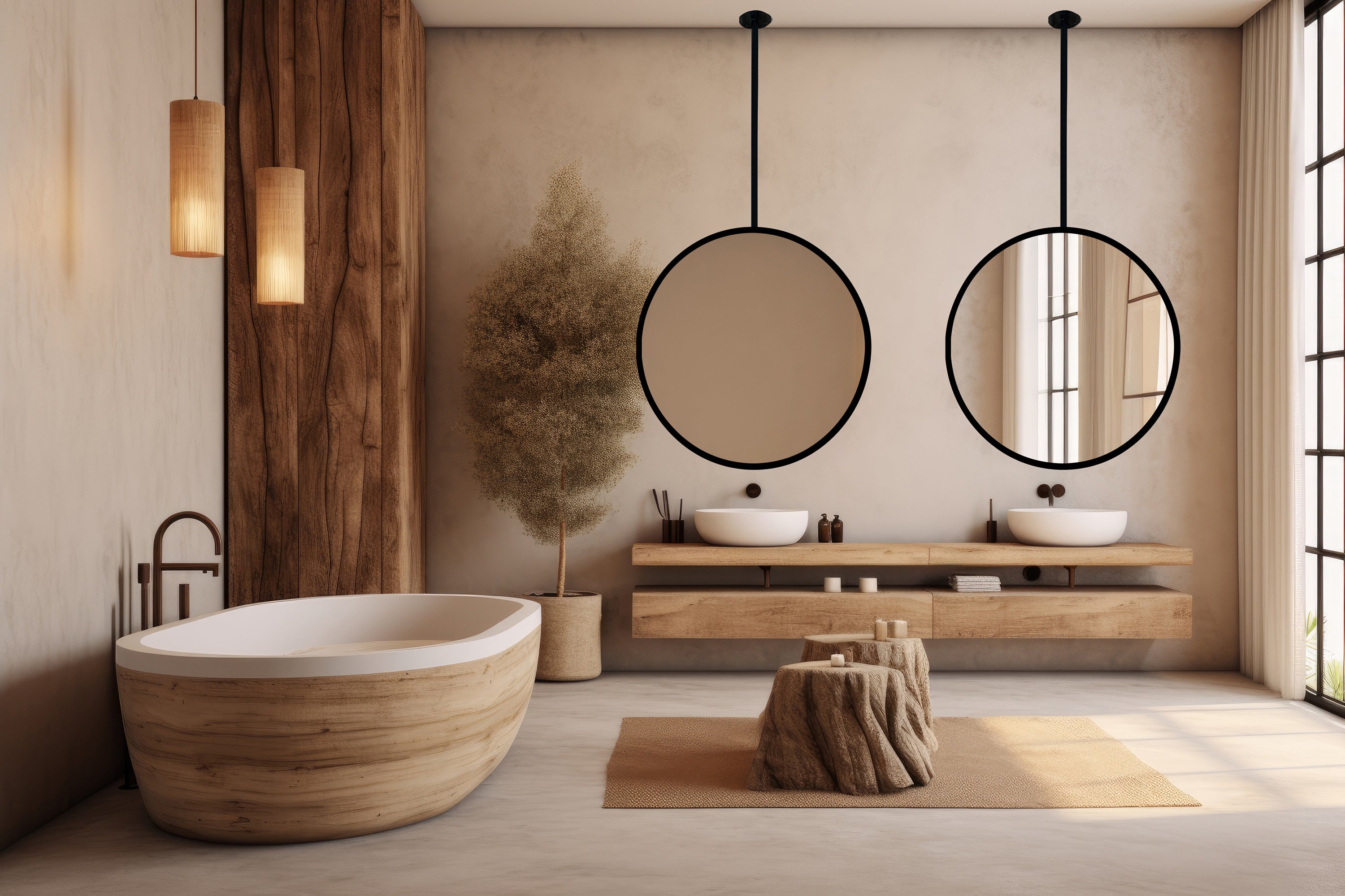 Ceiling-mounted Round Bathroom Mirror, Ceiling Suspended Circular ...