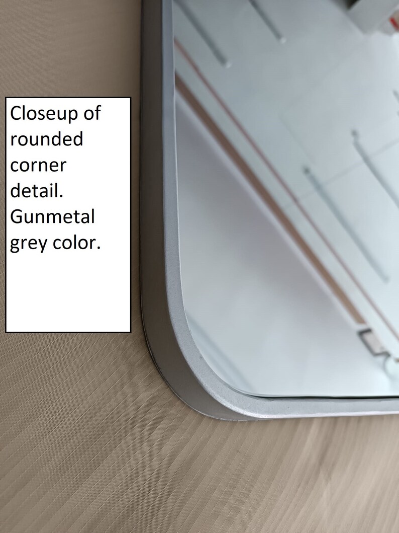 Ceiling Mount Bathroom Mirror: Curved Rectangular Metal Frame ...