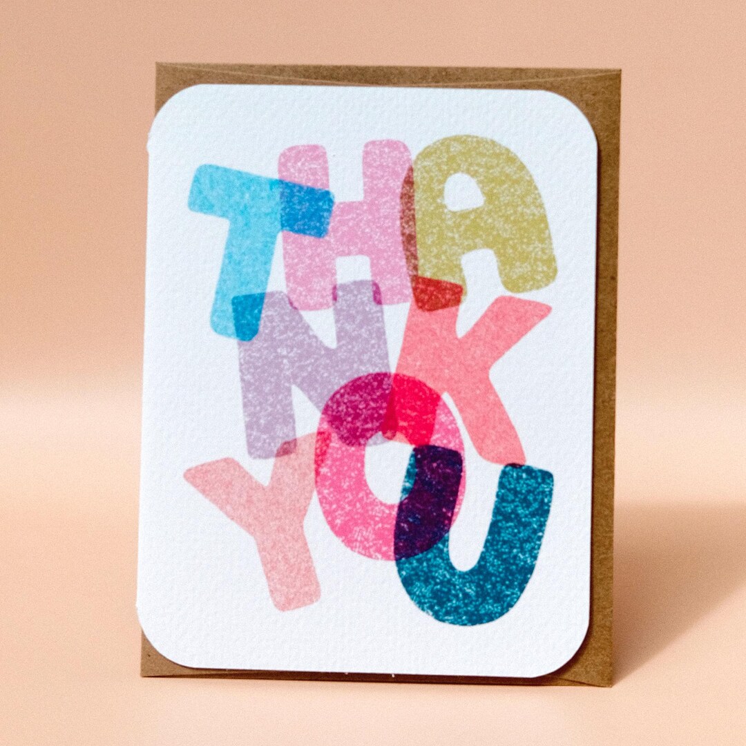 Thank You Card: Handmade Greeting Card With Kraft Envelope - Etsy