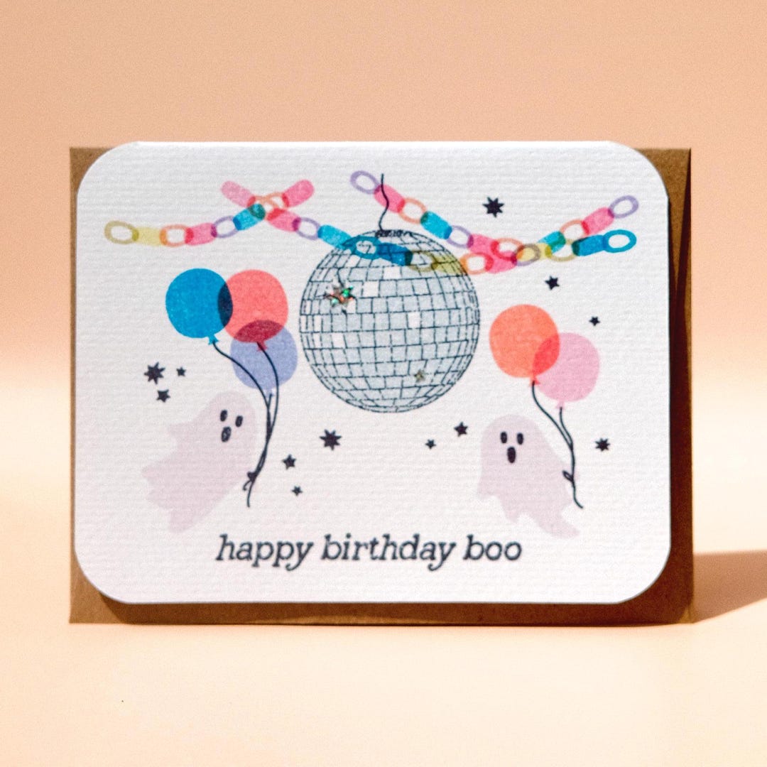 Happy Birthday Boo Card: Handmade Greeting Card With Kraft Envelope - Etsy