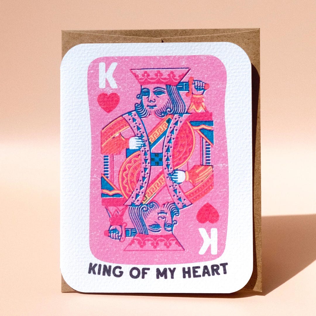 King of My Heart Card: Handmade Greeting Card With Kraft Envelope - Etsy