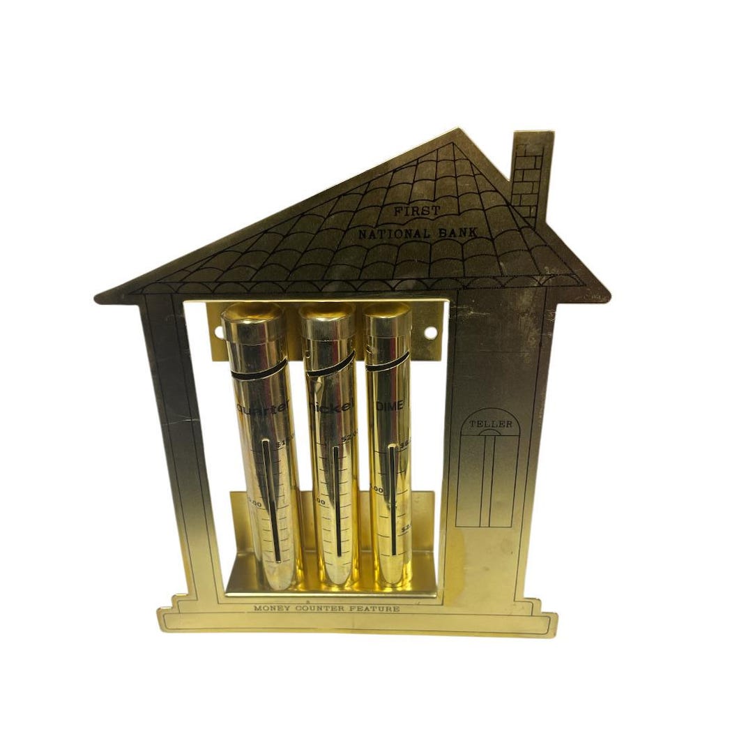 Vintage 12.5" Brass Coin Sorter Bank With 3 Tubes - Decorative ...