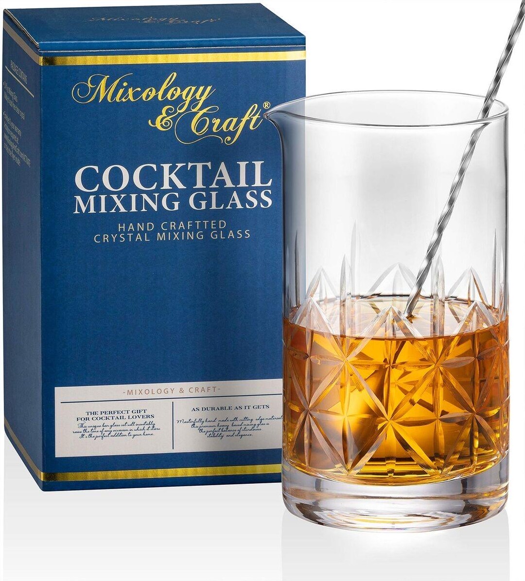Mixology and Craft Crystal Cocktail Mixing Glass 24oz Martini Stirring ...