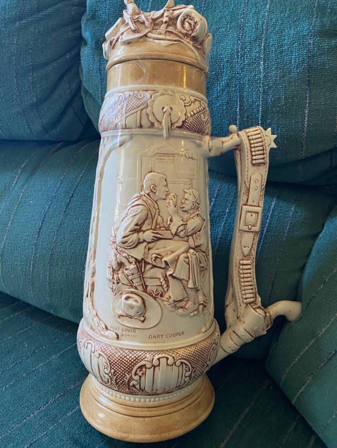 Cowboy Beer Stein Gary Cooper Norman Rockwell. - Etsy