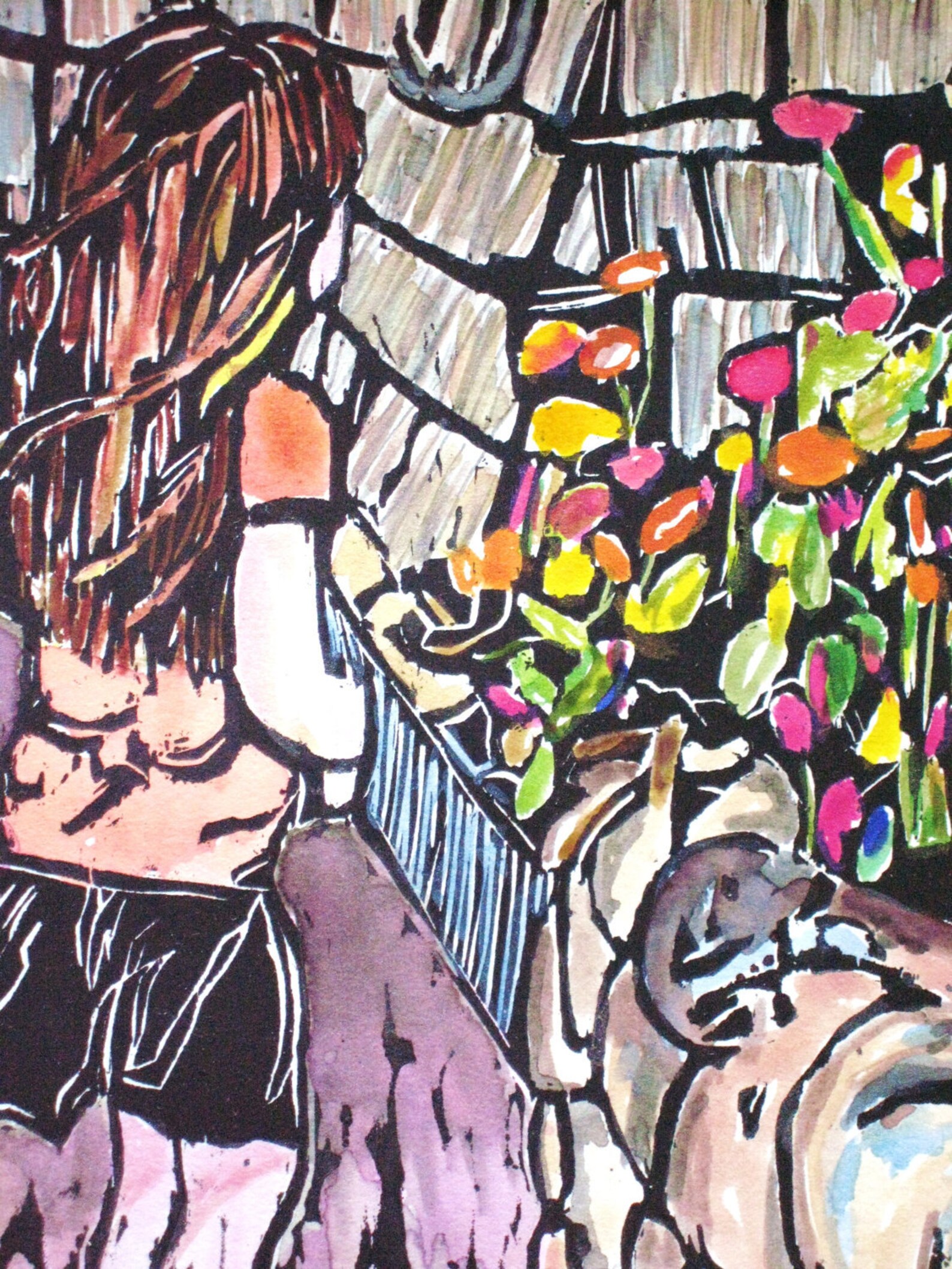 Beach Garden - Original Woodblock Print - Etsy
