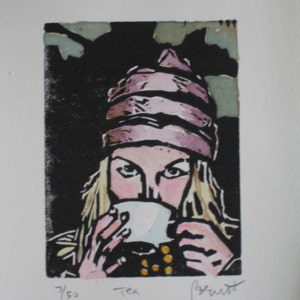 Tea- Woodblock Print. - Etsy