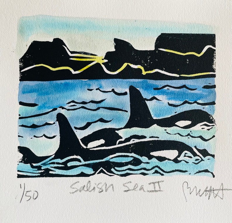 Salish Sea II - Original Linocut - Etsy