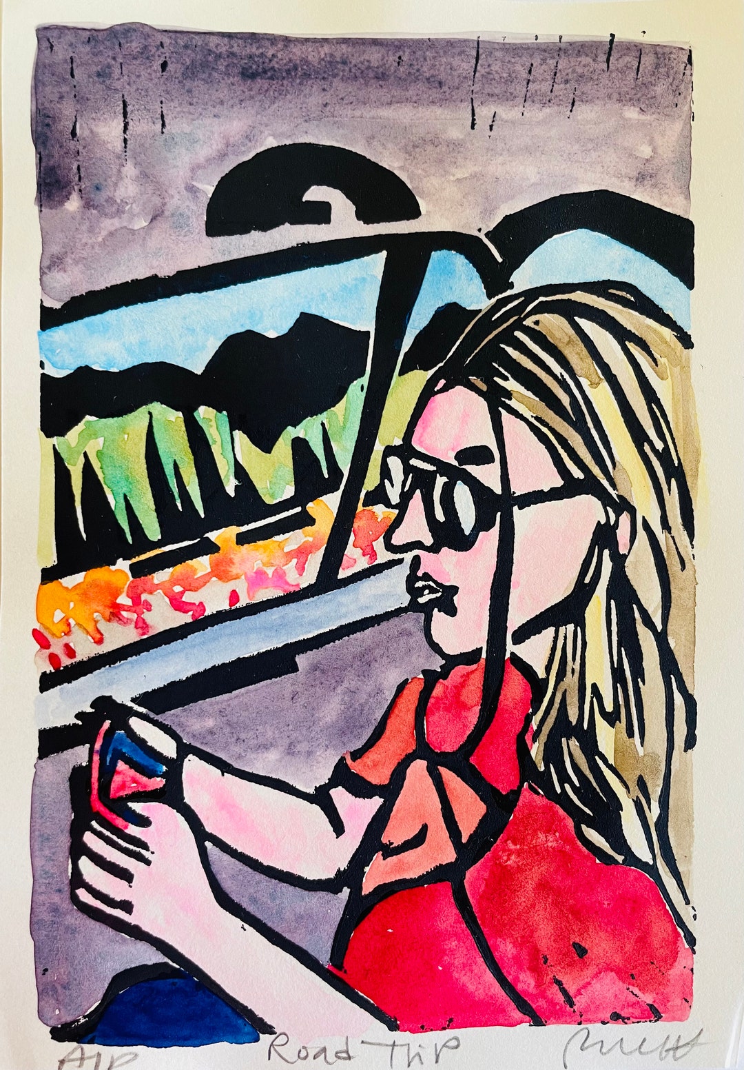 Road Trip - Original Linocut - Etsy
