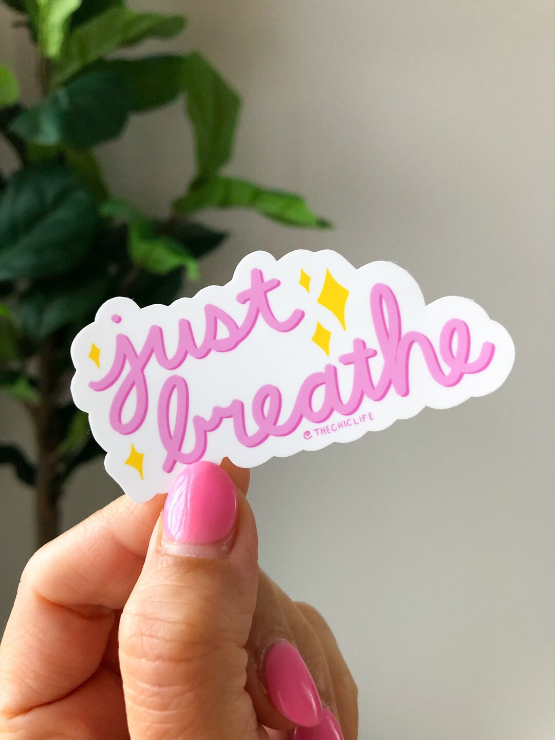 Just Breathe (cursive) Sticker | Water Bottle Sticker | Also for Laptop ...