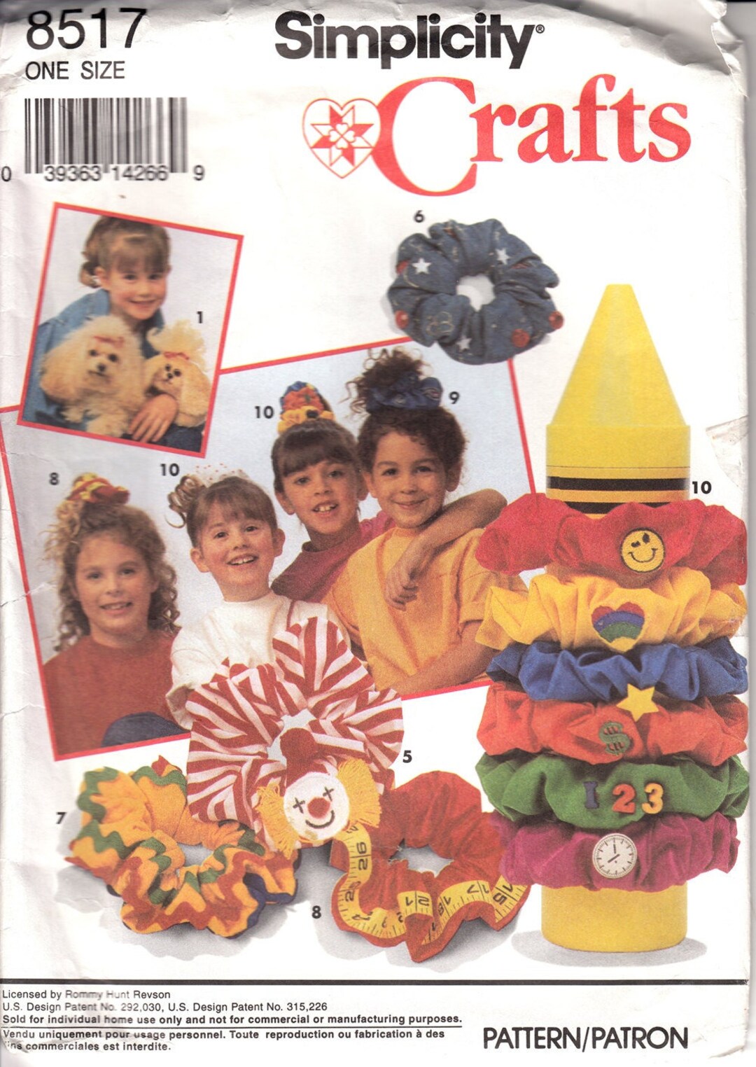 Vintage Uncut Simplicity Pattern 8517 Crafts 16 Pieces Girls Hair ...