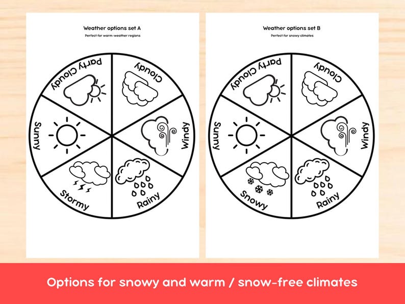 Spin & Colour in Weather Wheel Printable | Preschool / Kindergarten ...