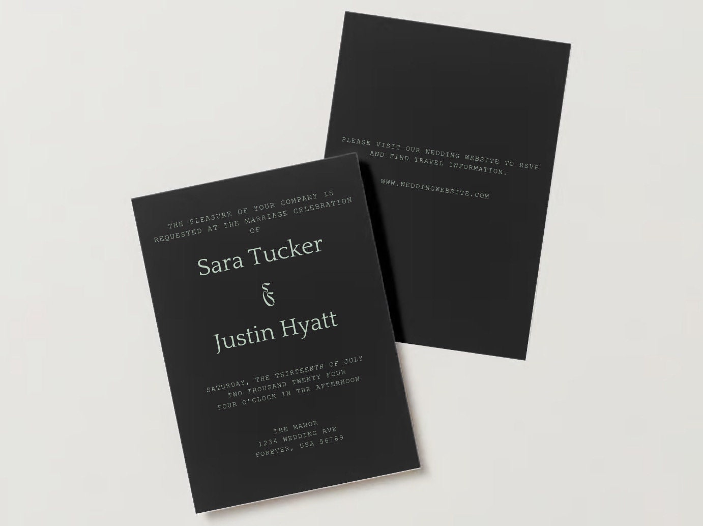 EDITABLE Simple Black Wedding Invitation - Etsy