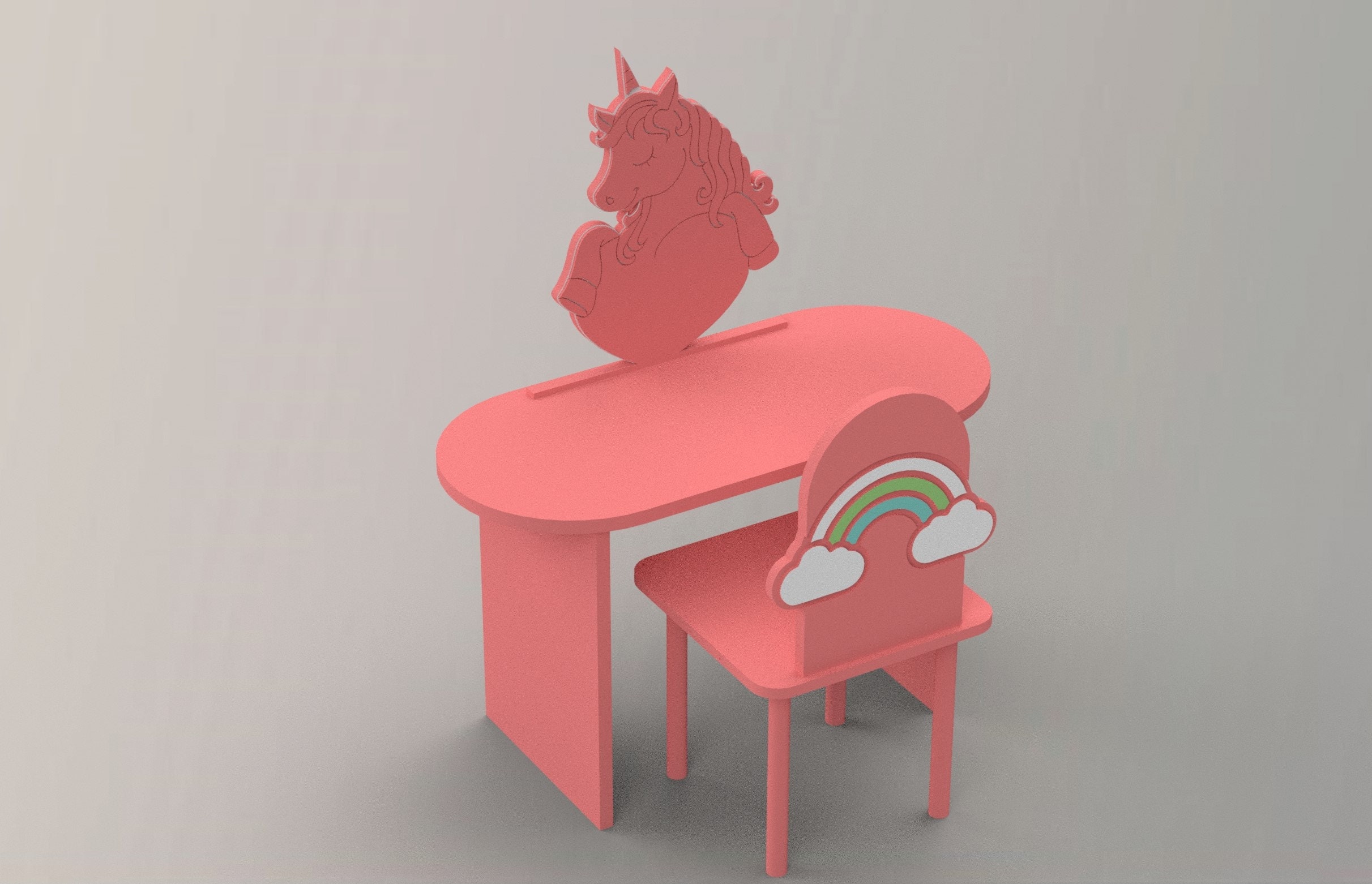 Unicorn and Rainbow Themed Kids Desk and Chair Set - Digital Plans - Etsy