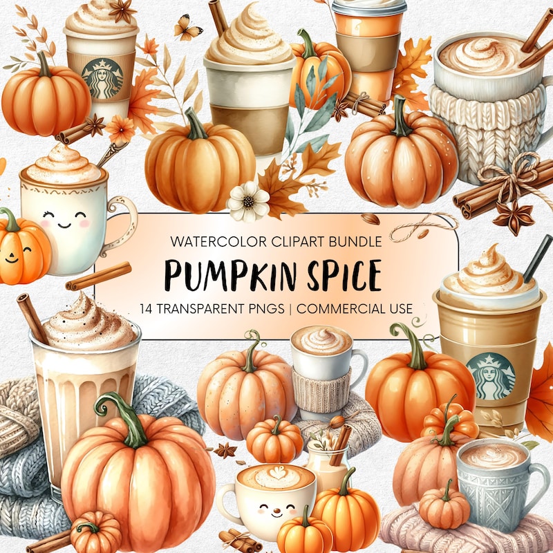 Pumpkin Spice Latte Clipart - Etsy