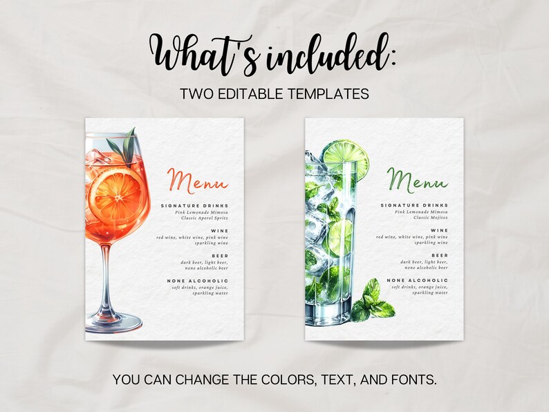 Drinks Menu Template, Printable Drinks Sign, Editable Bar Menu ...