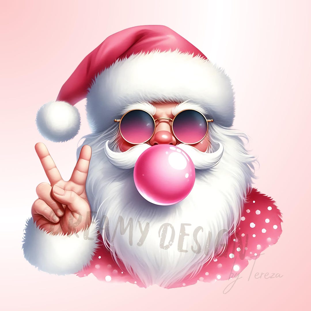 Santa Christmas Blowing Bubble PNG, Christmas Sublimation Design, Funny ...
