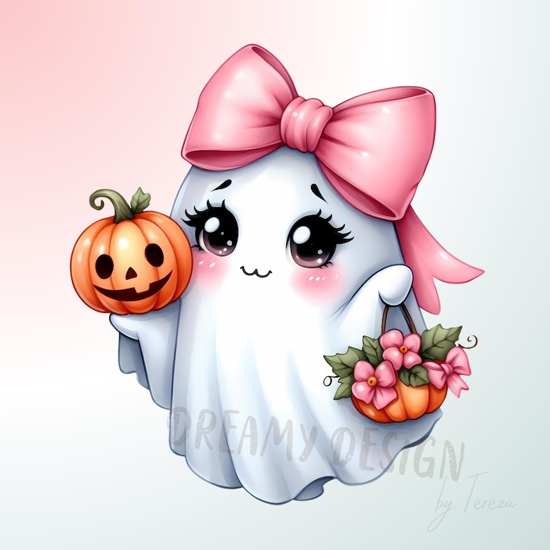 Cute Pink Ghost Png, Halloween Png, Ghost With Coquette Bow, Autumn ...