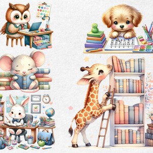 Cute Animals at School Clipart Bundle, Clipart for Commercial Use ...