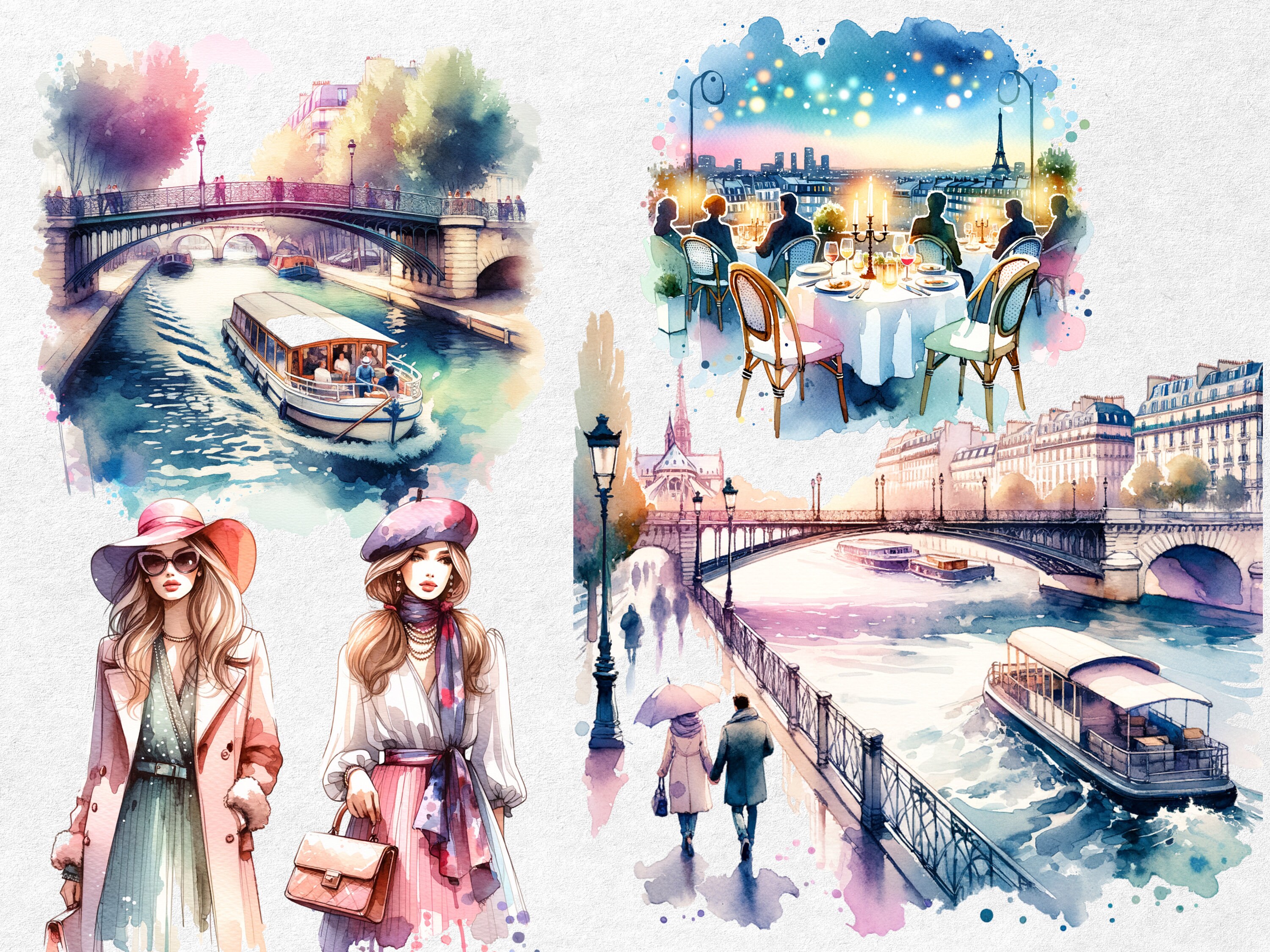 Watercolor Paris Clipart Bundle, Clipart for Commercial Use, France ...