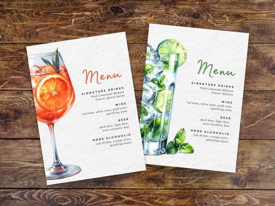 Drinks Menu Template, Printable Drinks Sign, Editable Bar Menu ...