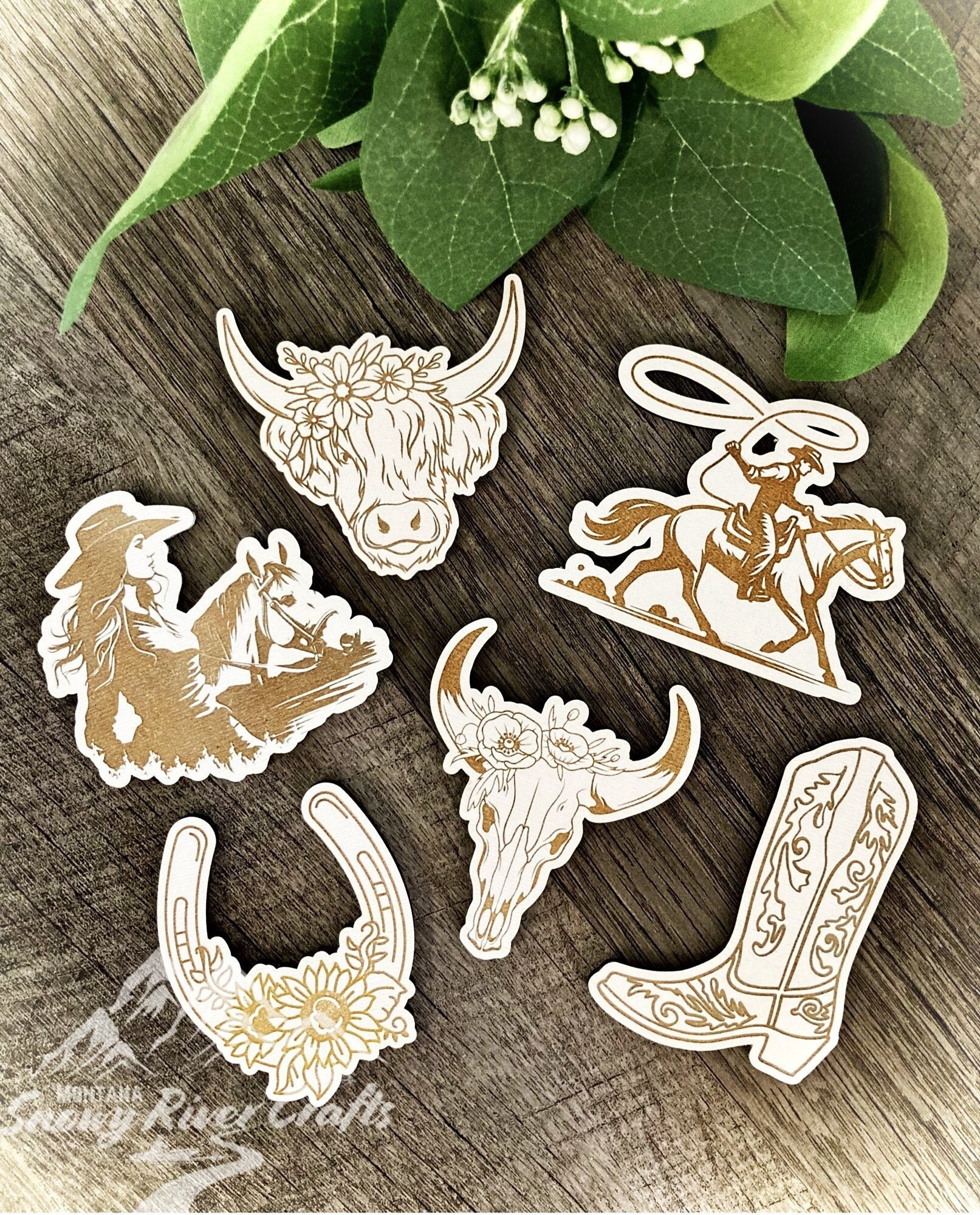 Refrigerator Magnets, Farmhouse Decor, Highland Cow, Wood Magnets, Boot ...