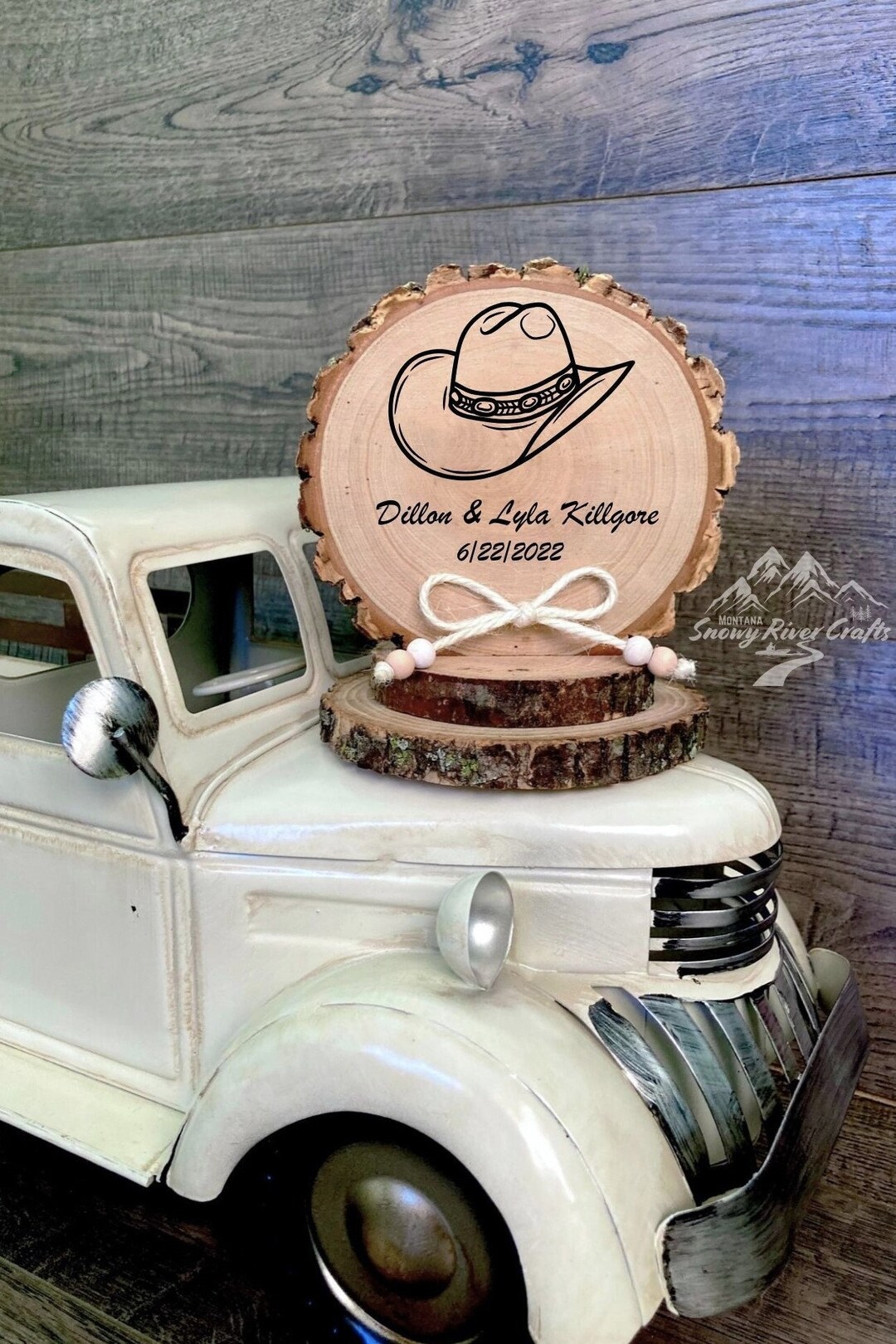 Rustic Wedding Cake Topper Personalized Cake Topper Hat Wedding Cake ...