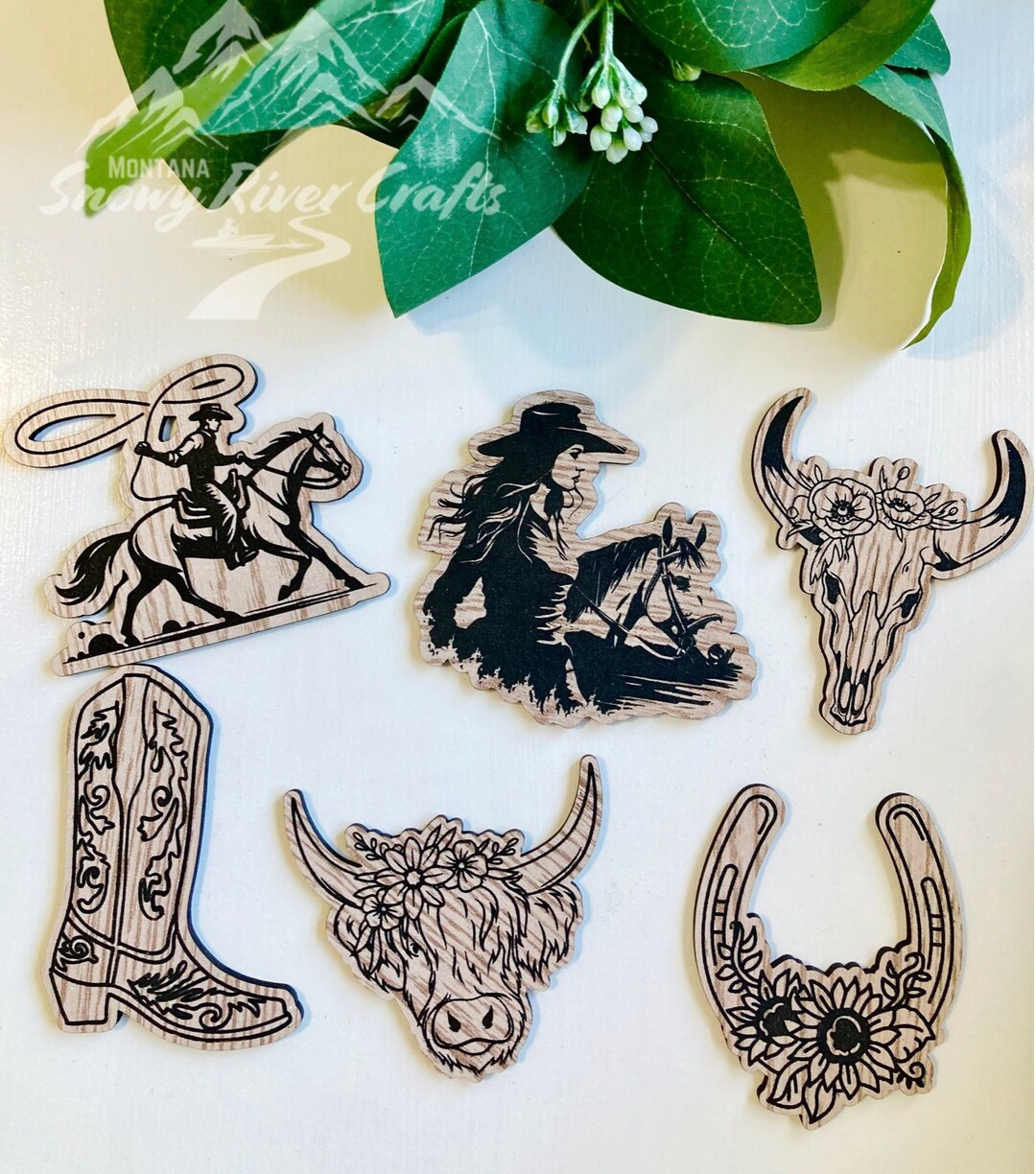 Farmhouse Wood Magnets: Highland Cow, Cowboy, Cowgirl, Boot - Etsy