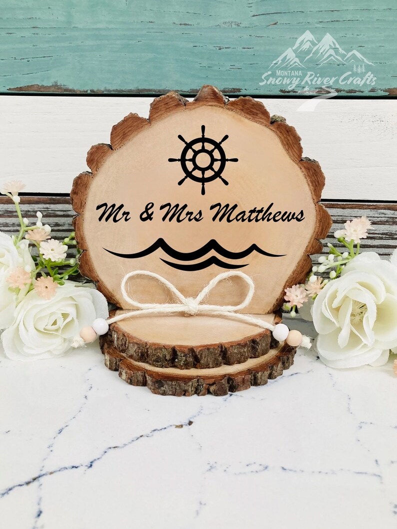 Custom Nautical Cake Topper Rustic Cake Topper Beach Cake Topper Wood ...