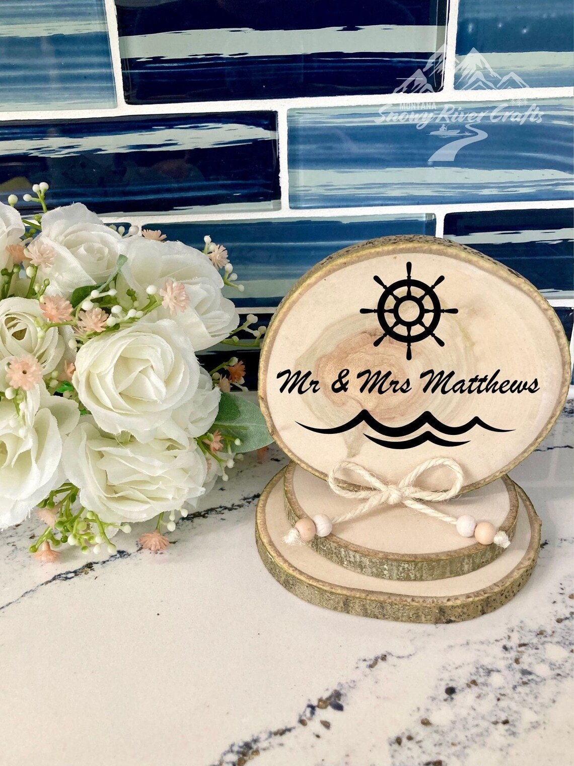 Custom Nautical Cake Topper Rustic Cake Topper Beach Cake Topper Wood ...