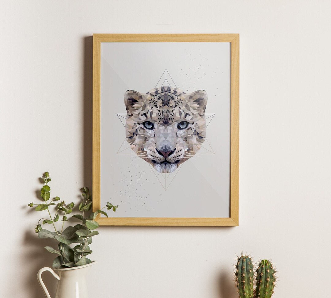 Snow Leopard Head, Leopard Wall Art, Leopard Print, Snow Lepoard ...
