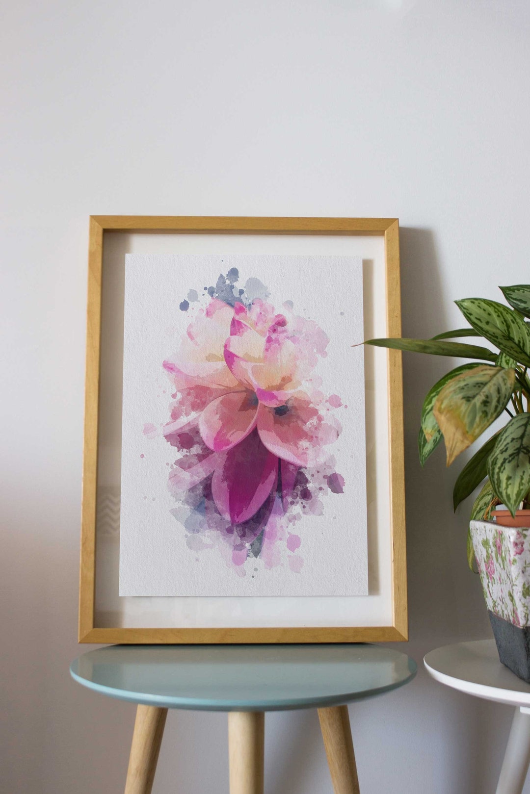 Pink Watercolor Flower Print, Watercolor Flower Gift, Colorful Floral ...