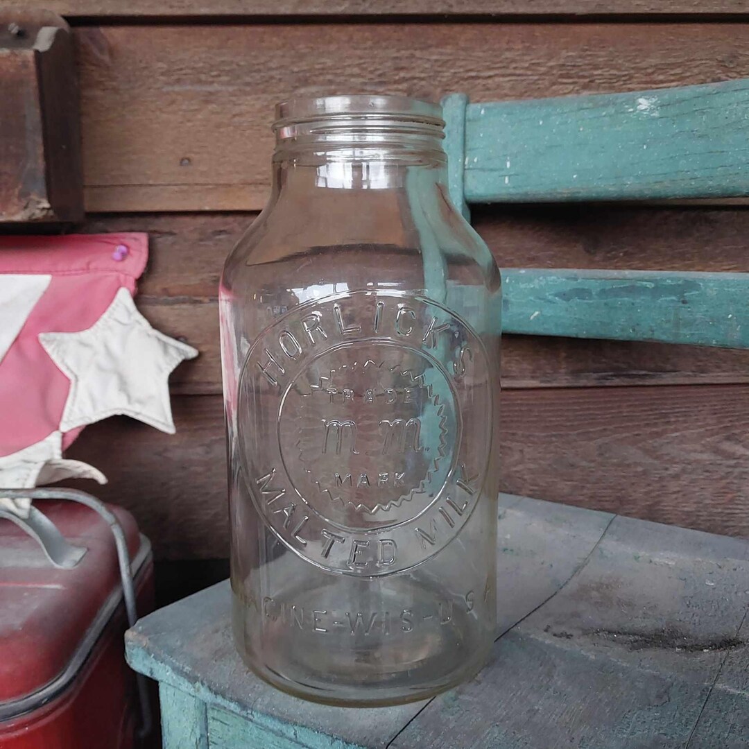 Vintage Horlick's Malted Milk Jar - 11" Tall - Racine - Wis - U.S.A ...