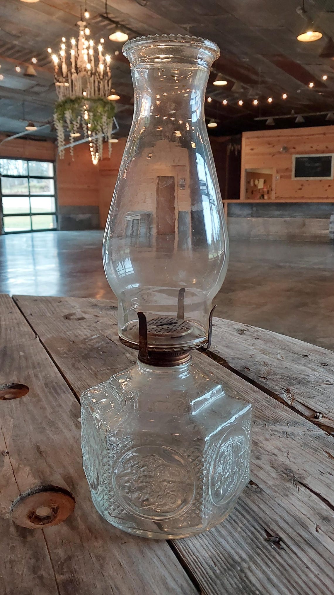 Vintage Glass Oil Lamp - Etsy