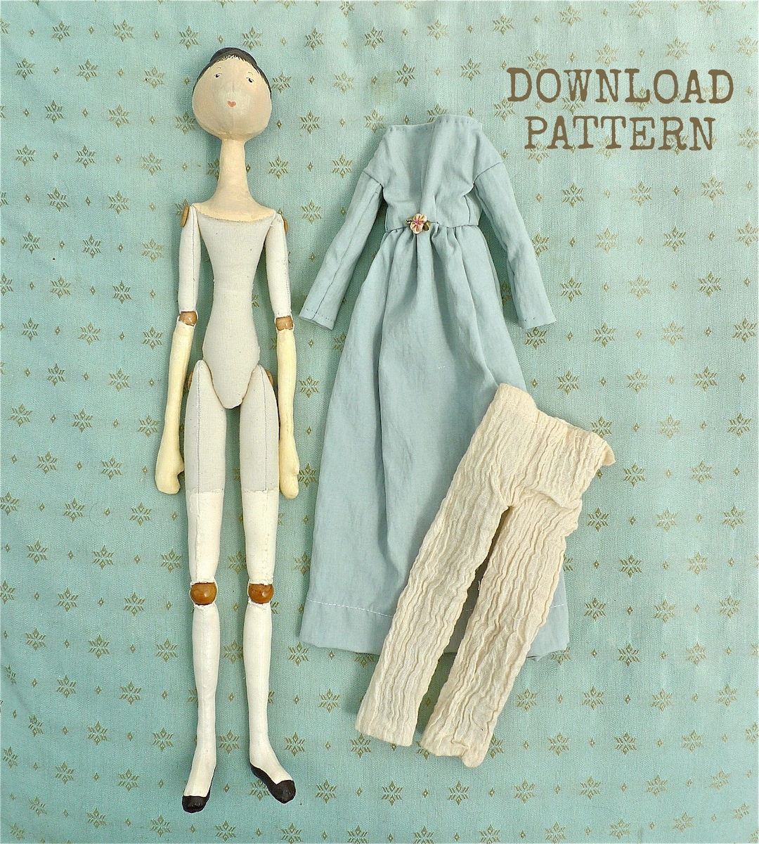 Jane Austen Regency Doll Pattern: Jointed Cloth Peg Doll (PDF Download ...