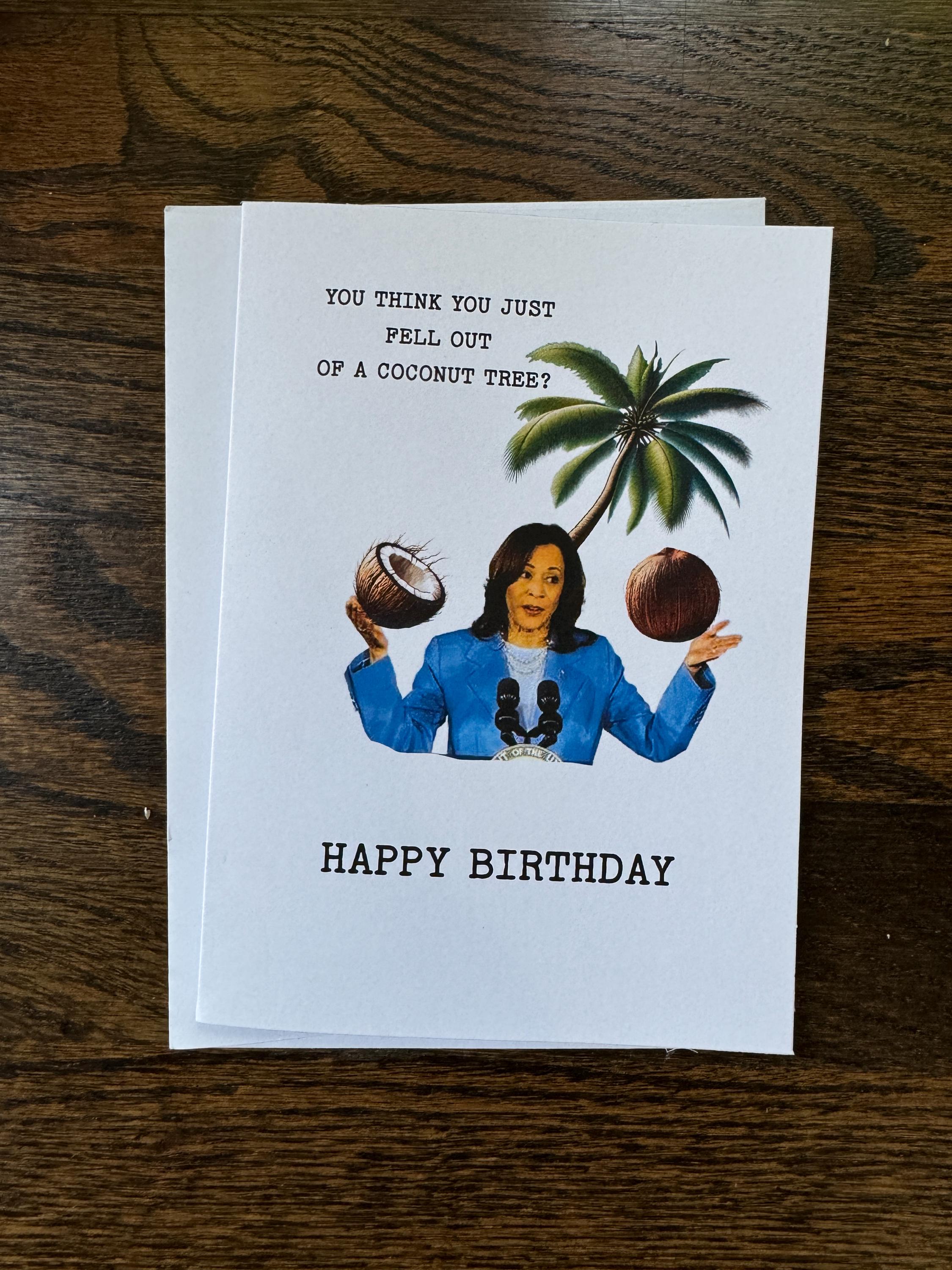 Funny Kamala Harris "coconut Tree" Birthday Card - Viral Quote Design ...
