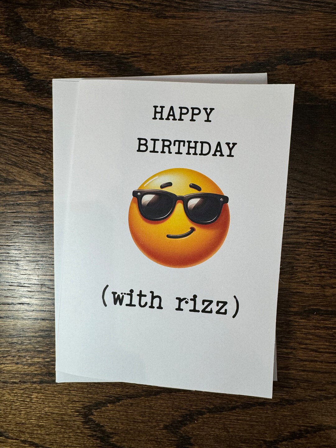 Happy Birthday With Rizz Greeting Card | Emoji With Sunglasses Design ...