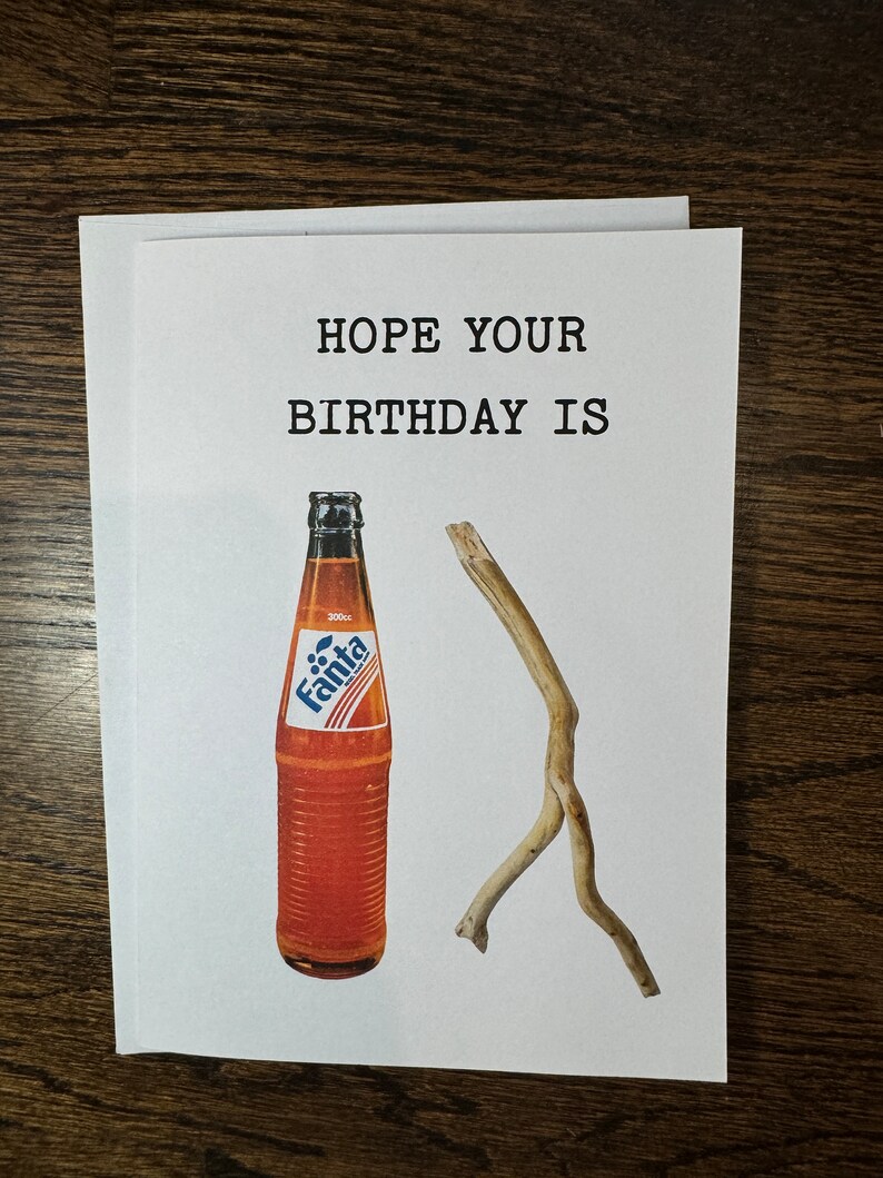 Funny Birthday Greeting Card Humorous Fanta and Stick fantastic Riddle ...